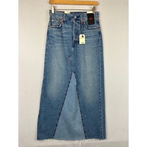Levi's | Skirts | Levis Long Icon Blue Denim Maxi Skirt A8727 4 Long ...